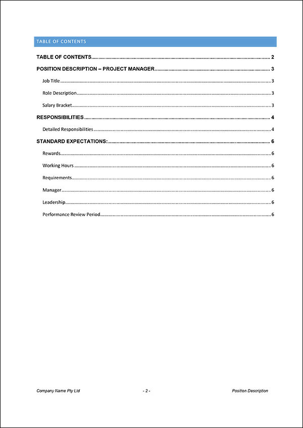 project-manager-position-description-template