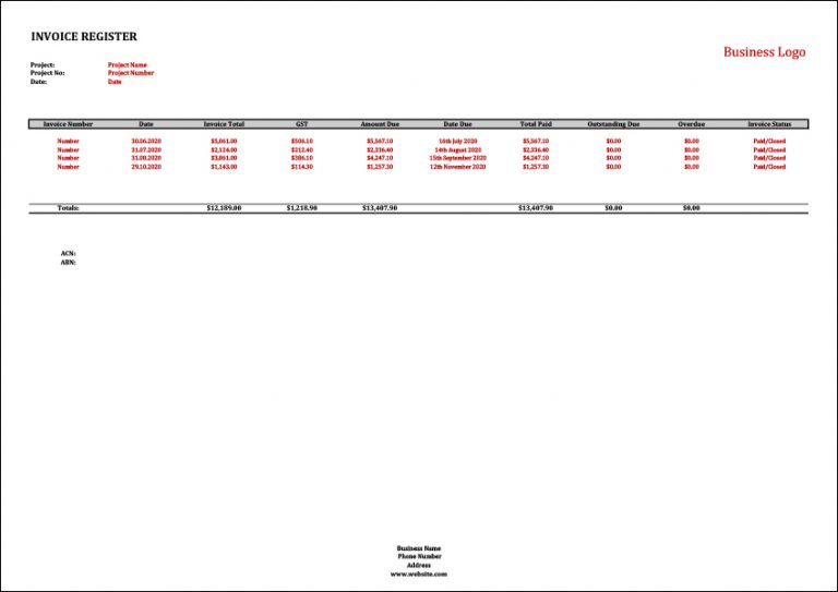 Invoice Register Template | Track Your Invoices Accurately