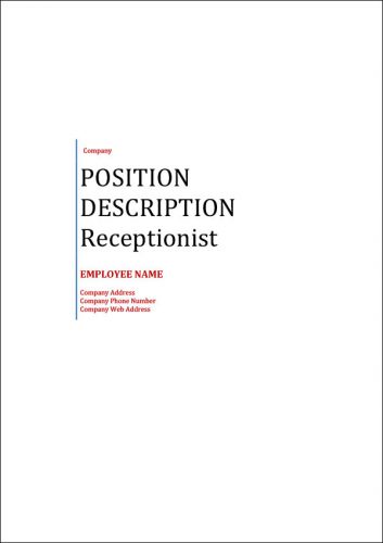 Receptionist Position Description Template + Free Templates