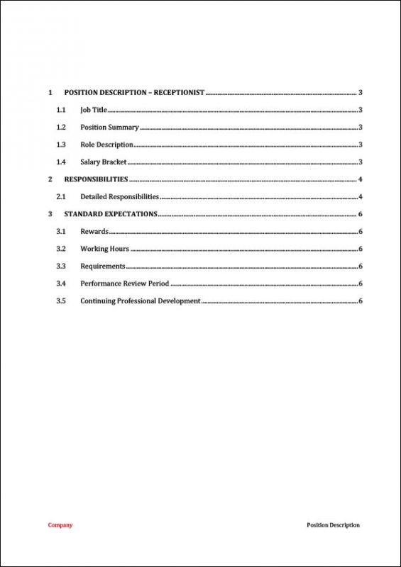 Receptionist Position Description Template | Easily Improve Your Team
