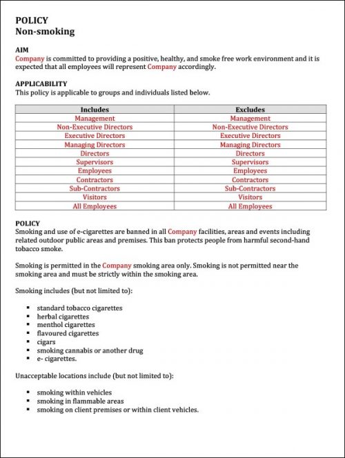 Non-Smoking Policy Template | Improve Your Non-Productive Team