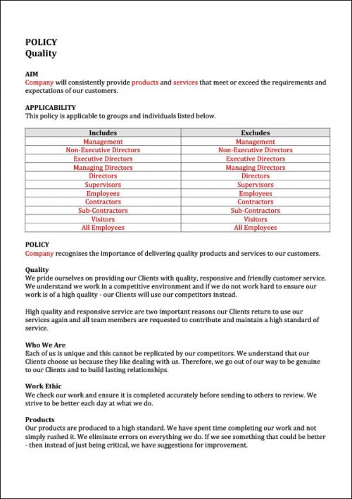 Quality Policy Template | Improve Your Business Through Quality