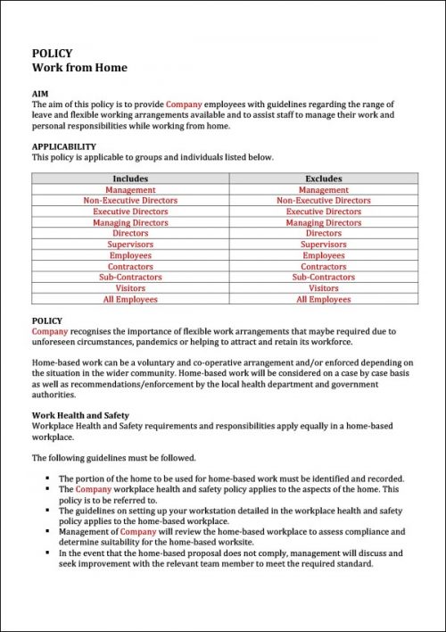 Work From Home Policy Template | Communicate Expectations