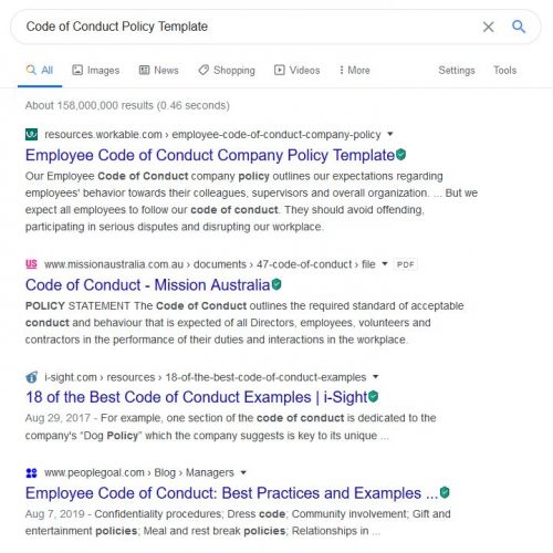 A Free Easy Code of Conduct Policy - Instant Download