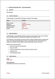 Sales Manager Position Description Template - Boost Business