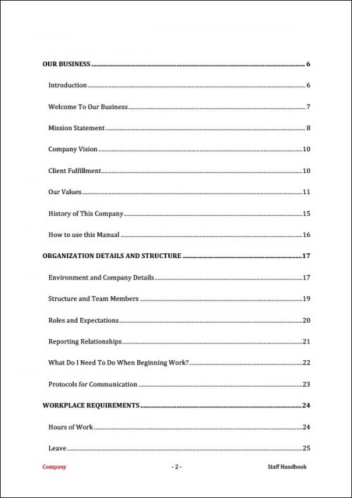 Staff Handbook Template