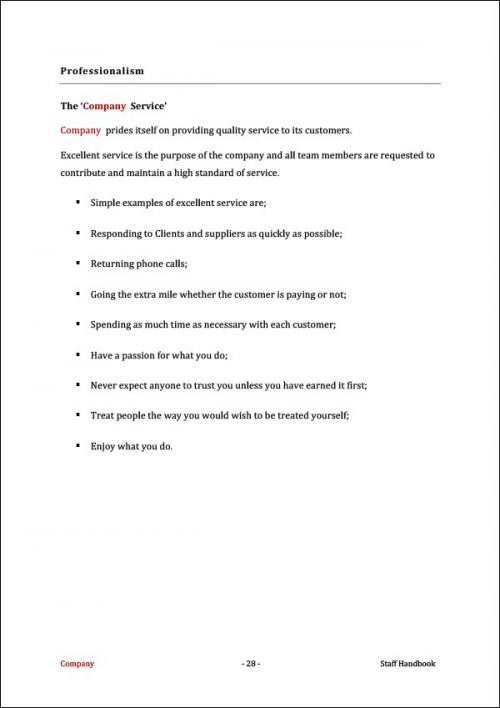 Staff Handbook Template