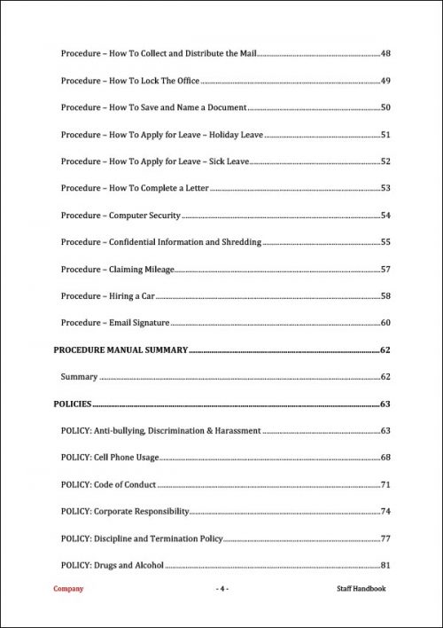 Staff Handbook Template