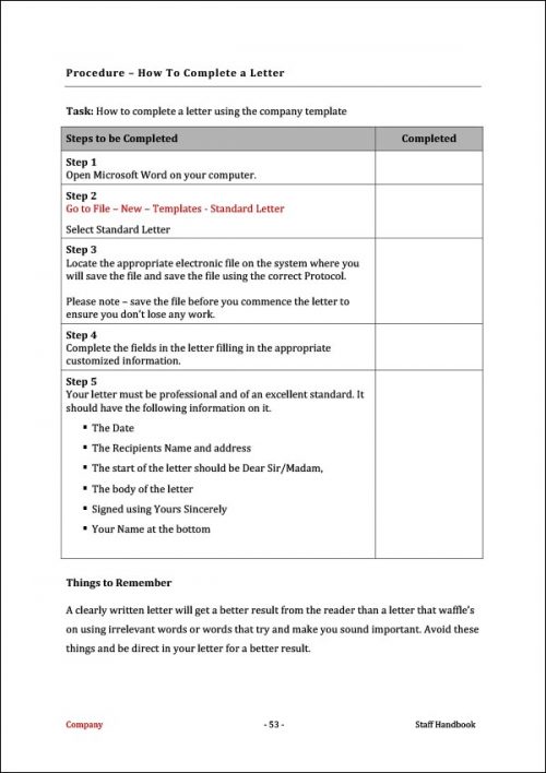 Staff Handbook Template