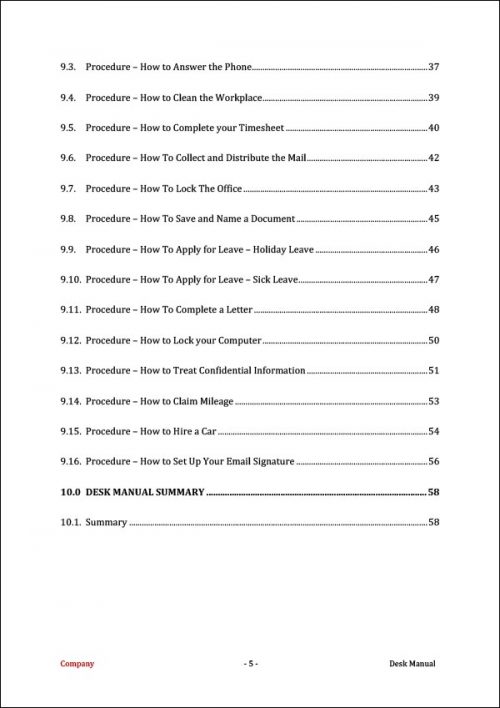 Desk Manual Template | Improve Business Performance