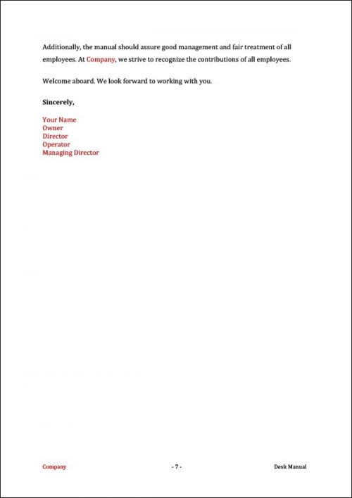 Desk Manual Template | Improve Business Performance