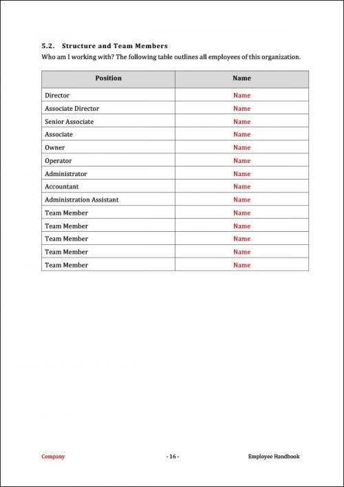 Employee Handbook Template