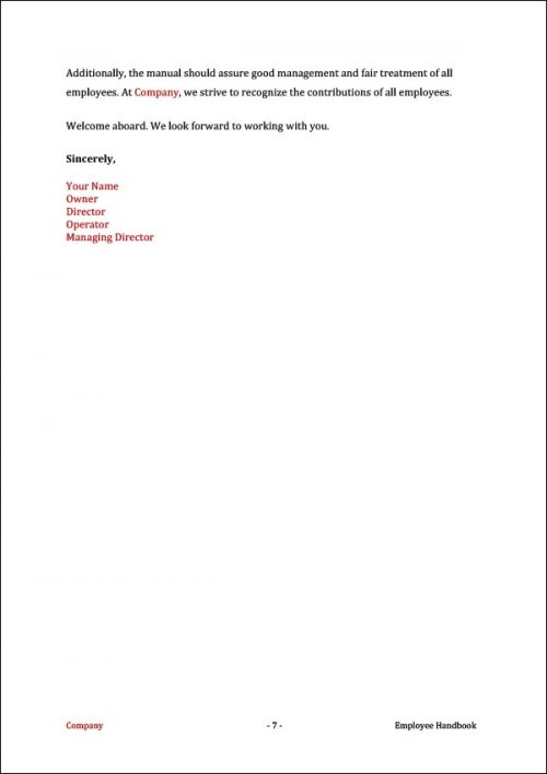 Employee Handbook Template