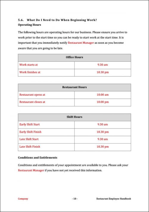 Restaurant Employee Handbook Template | Boost Performance