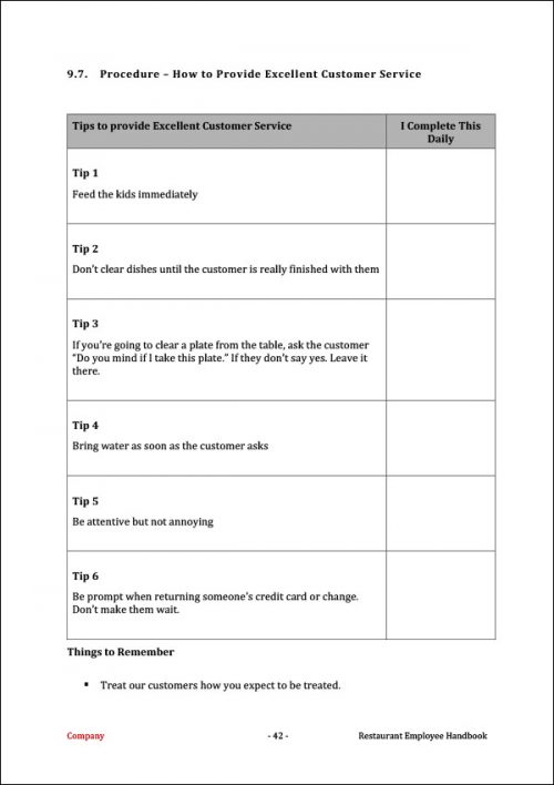 Restaurant Employee Handbook Template | Improve Your Restaurant Fast