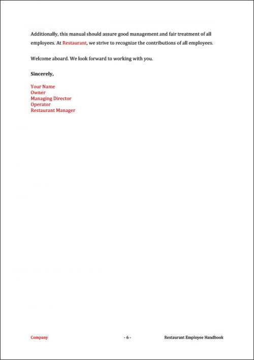 Restaurant Employee Handbook Template | Improve Your Restaurant Fast