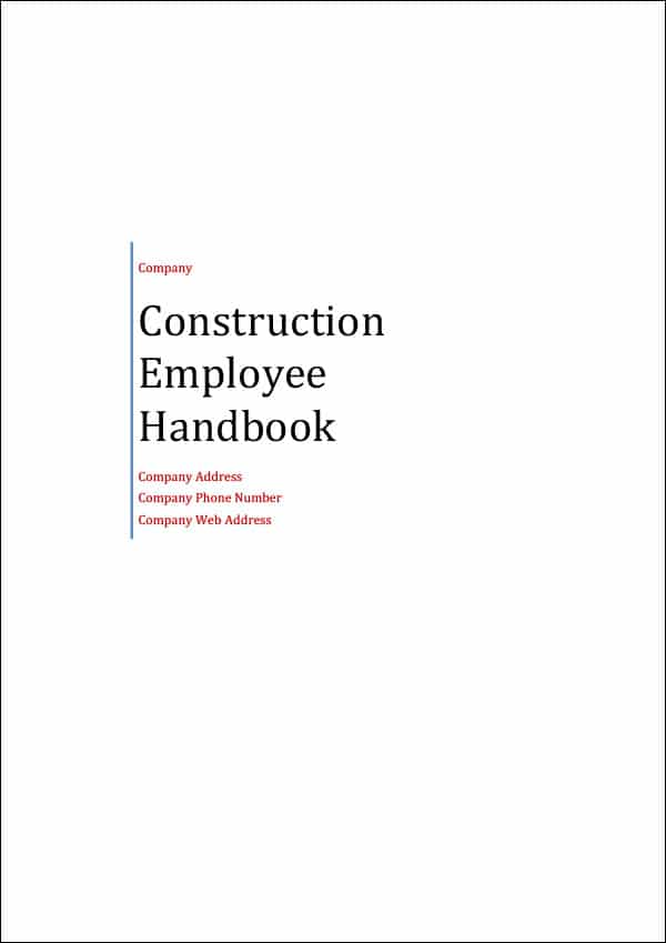 Construction Company Employee Handbook Template Improve Faster