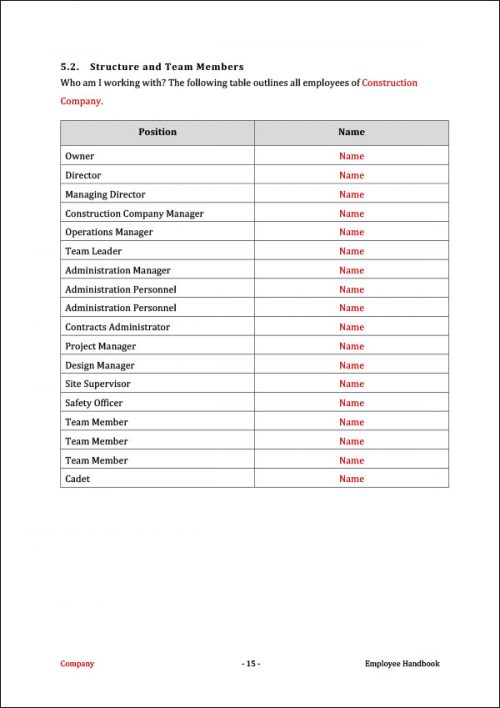 Construction Company Employee Handbook Template | Improve Faster