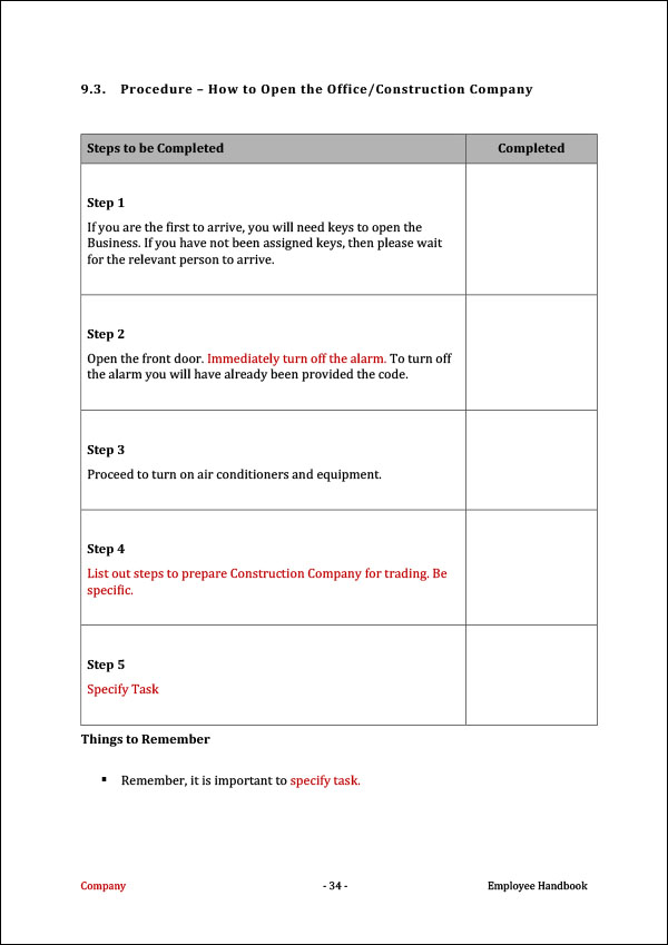 Construction Company Employee Handbook Template Improve Faster