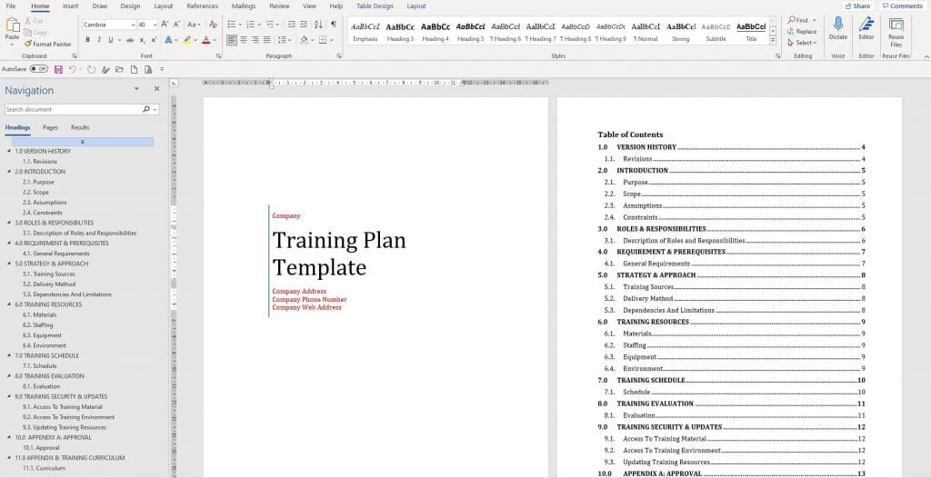 Training Plan Template | Team Training Improves Business Performance