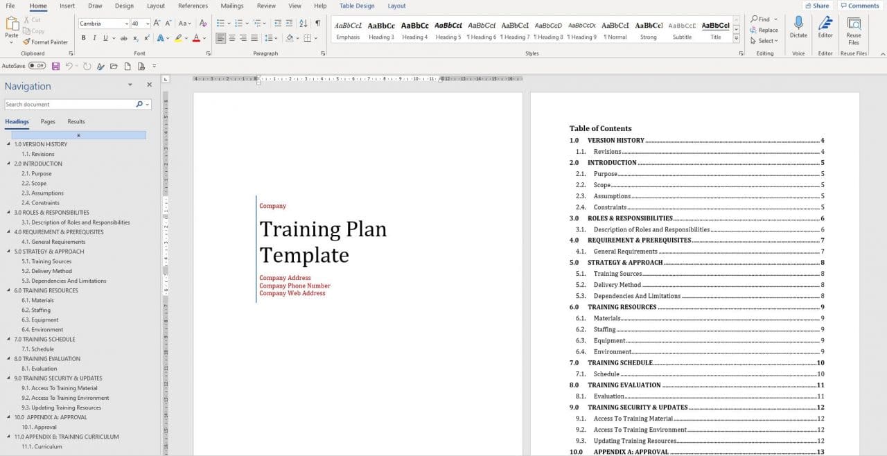 Training Plan Template | Team Training Improves Business Performance