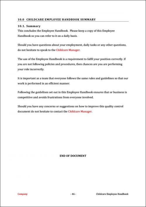 Childcare Employee Handbook Template | Improve Childcare Fast