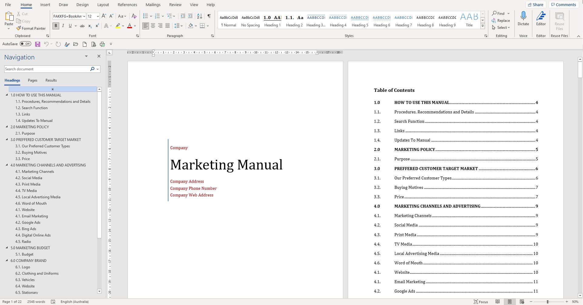 Operations Manual Table Of Contents 8 Essentials For Success