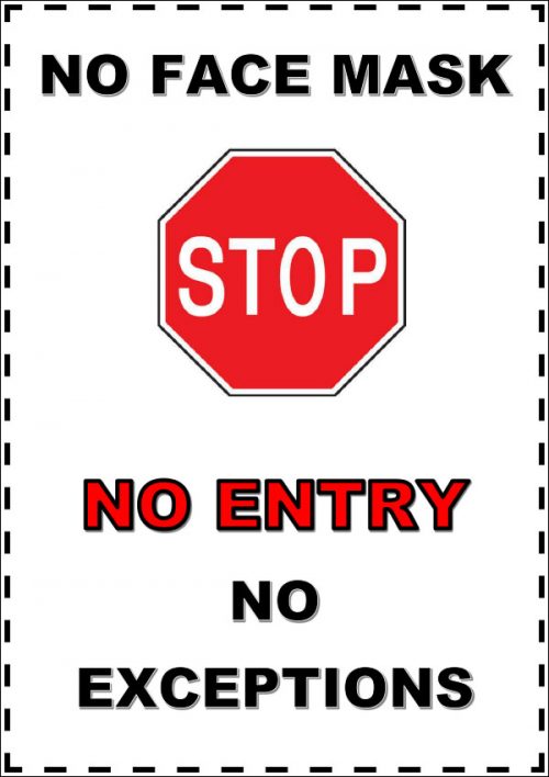 No Face Mask No Entry No Exceptions Sign | Download Poster