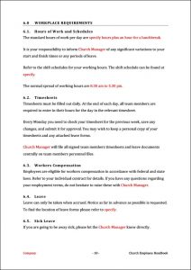 Church Employee Handbook Template