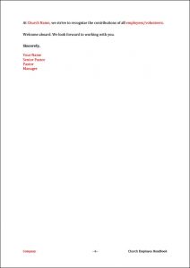 Church Employee Handbook Template
