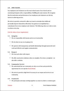 Church Employee Handbook Template