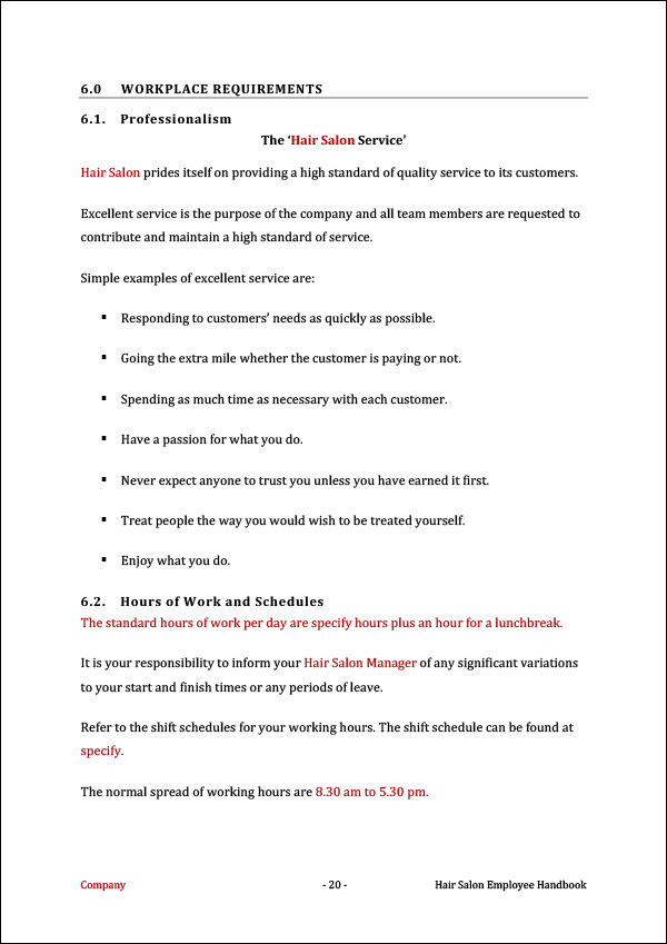 Hair Salon Employee Handbook Template Improve Your Salon Immediately
