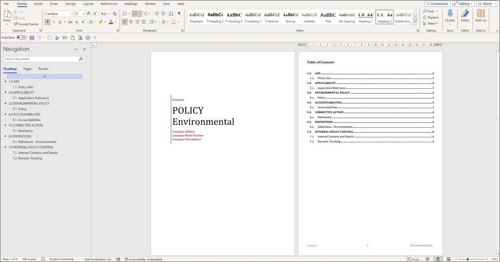 Environmental Policy Template | Improve Business Performance