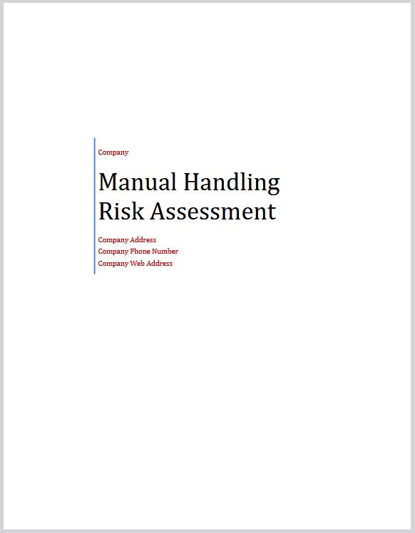 Manual Handling Risk Assessment Template - MS Word, Instant Download